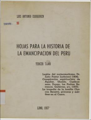 Hojas para la historia de la emancipación del Perú. Tercer tomo